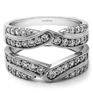 twobirch sterling silver infinity bypass engagement ring guard with brilliant moissanite(3/4 ct size 7)