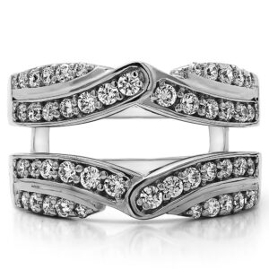 TwoBirch Sterling Silver Infinity Bypass Engagement Ring Guard With Cubic Zirconia (3/4 ct., Size 8)