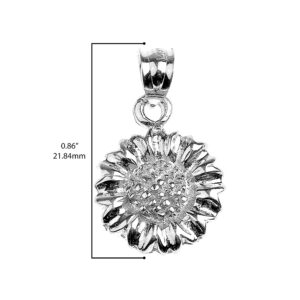 .925 Sterling Silver Dangling Sunflower Helianthus Flower Blossom Charm Pendant - Pendant Only