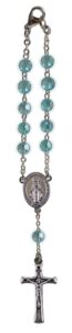 cathedral art december/blue zircon birthstone car rosary