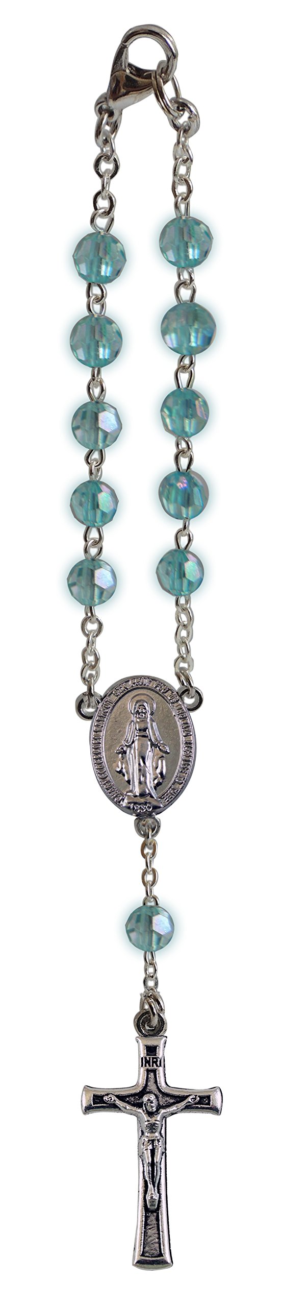 Cathedral Art December/Blue Zircon Birthstone Car Rosary