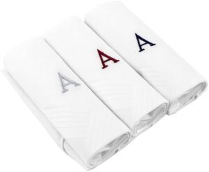 handkerchiefs for men, 3 piece set cotton hanky, monogrammed, initial handkerchiefs, pocket square for men