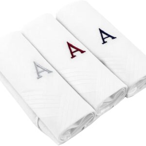 Handkerchiefs for Men, 3 Piece Set Cotton Hanky, Monogrammed, Initial Handkerchiefs, Pocket Square For Men