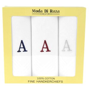 Handkerchiefs for Men, 3 Piece Set Cotton Hanky, Monogrammed, Initial Handkerchiefs, Pocket Square For Men