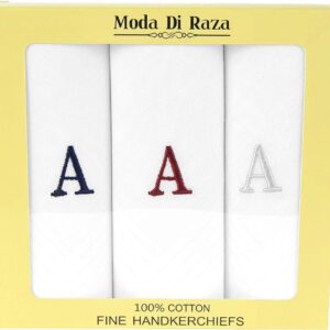 Handkerchiefs for Men, 3 Piece Set Cotton Hanky, Monogrammed, Initial Handkerchiefs, Pocket Square For Men