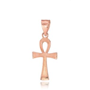 10k rose gold egyptian ankh cross charm pendant