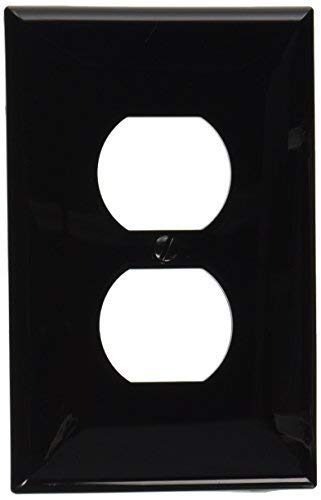 Leviton PJ8-E 1-Gang Duplex Receptacle Wallplate, Midway Size, 20-Pack, Black, 20 Count