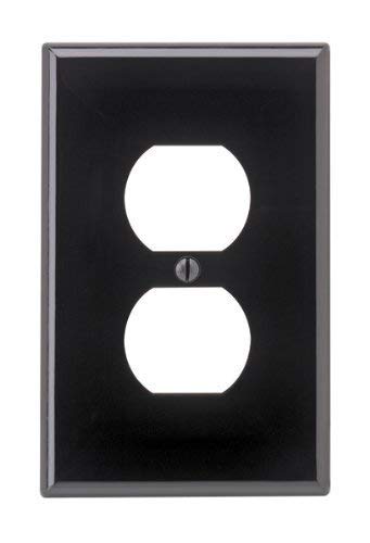 Leviton PJ8-E 1-Gang Duplex Receptacle Wallplate, Midway Size, 20-Pack, Black, 20 Count