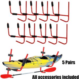 xfmt 2 pairs steel kayak ladder wall mount storage rack bike surfboard canoe hanger 100lbs sup paddleboard snowboard surfboard wakeboard wall cradle hanger hook wall mount storage rack shelf