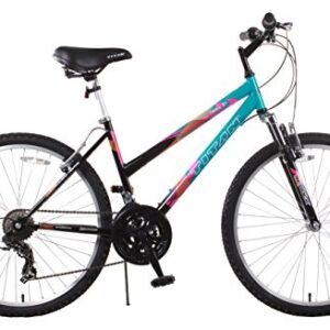 TITAN Trail 21-speed Suspension Women's Mountain Bike, 17-Inch Frame, Black and Teal