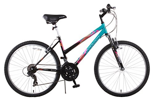 TITAN Trail 21-speed Suspension Women's Mountain Bike, 17-Inch Frame, Black and Teal