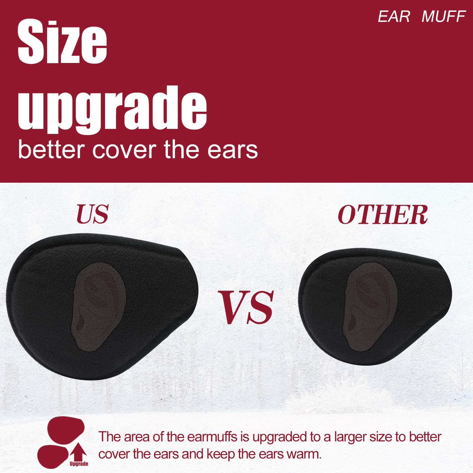 Ear Warmer By Metog Gift Box Ear muffs Foldable Polar Fleece Earmuffs Black,One Size