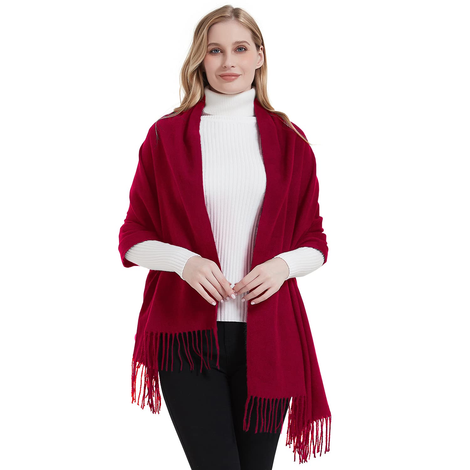 Landisun Scarf for Women Women Winter Scarf-Shawl Wraps Christmas Scarf Winter Scarf for Women Bridesmaid Wedding Bridal Scarf-Burgundy