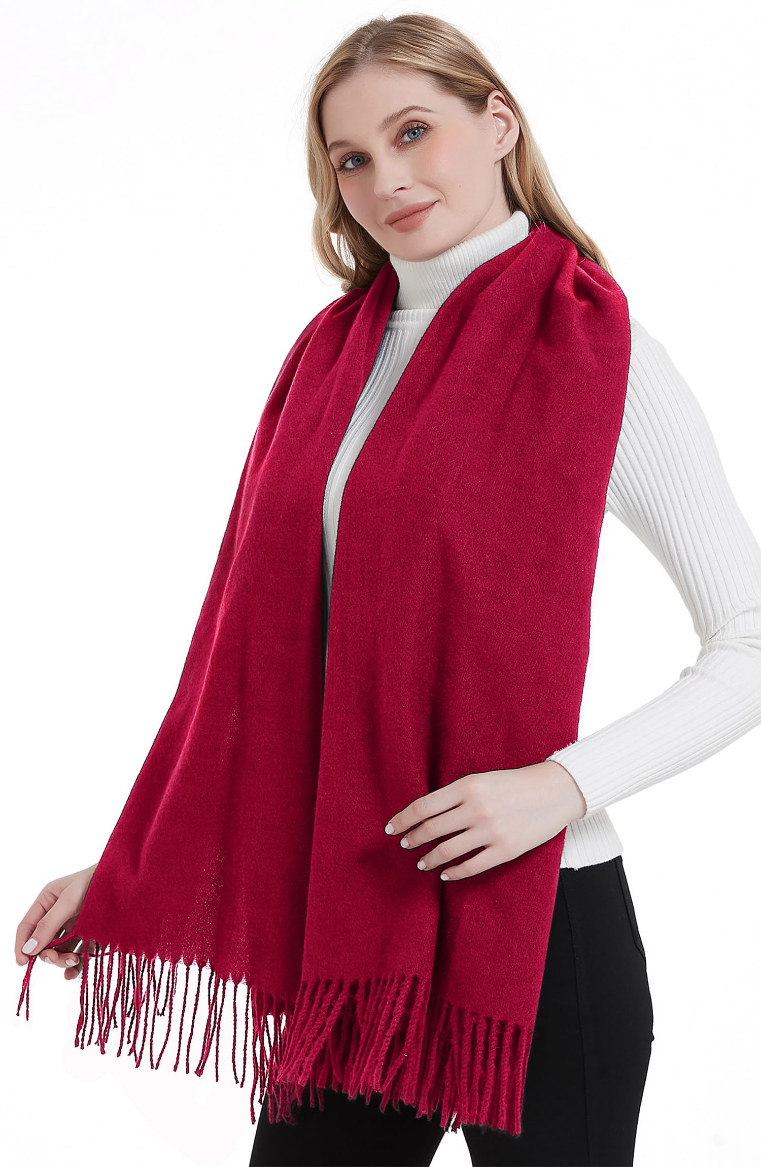 Landisun Scarf for Women Women Winter Scarf-Shawl Wraps Christmas Scarf Winter Scarf for Women Bridesmaid Wedding Bridal Scarf-Burgundy