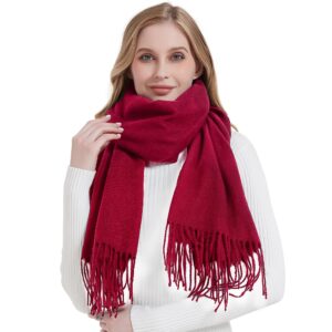 Landisun Scarf for Women Women Winter Scarf-Shawl Wraps Christmas Scarf Winter Scarf for Women Bridesmaid Wedding Bridal Scarf-Burgundy