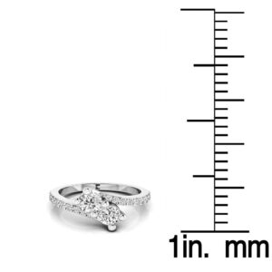 Dazzlingrock Collection 1.00 Carat (ctw) 14K Round Diamond Ladies Two Stone Bridal Engagement Ring 1 CT, White Gold, Size 4.5