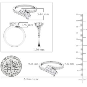 Dazzlingrock Collection 1.00 Carat (ctw) 14K Round Diamond Ladies Two Stone Bridal Engagement Ring 1 CT, White Gold, Size 4.5