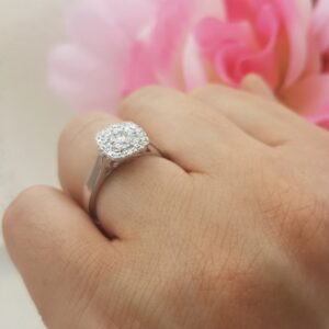 Dazzlingrock Collection 0.50 Carat (ctw) 14K White Diamond Ladies Cluster Engagement Ring 1/2 CT, White Gold, Size 6