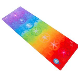 Spiritual Revolution Yoga Mat with Carry Strap - Luxury Mat/Towel Combo that Grips While you Sweat; Natural Rubber Base; No Slip, PVC Free, and Machine Washable, Rainbow Understanding