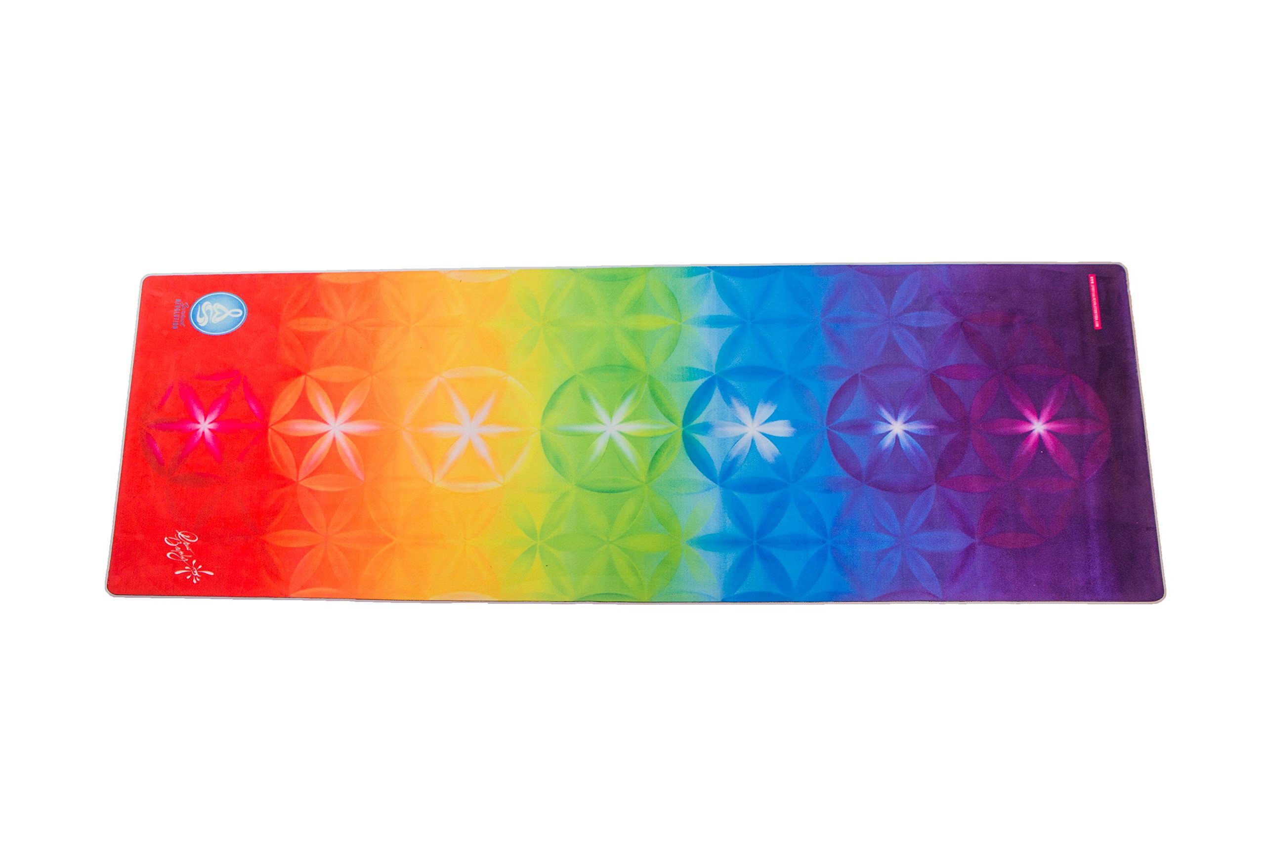 Spiritual Revolution Yoga Mat with Carry Strap - Luxury Mat/Towel Combo that Grips While you Sweat; Natural Rubber Base; No Slip, PVC Free, and Machine Washable, Rainbow Understanding