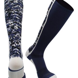 TCK Digital Camo OTC Socks (Navy/White, Large)