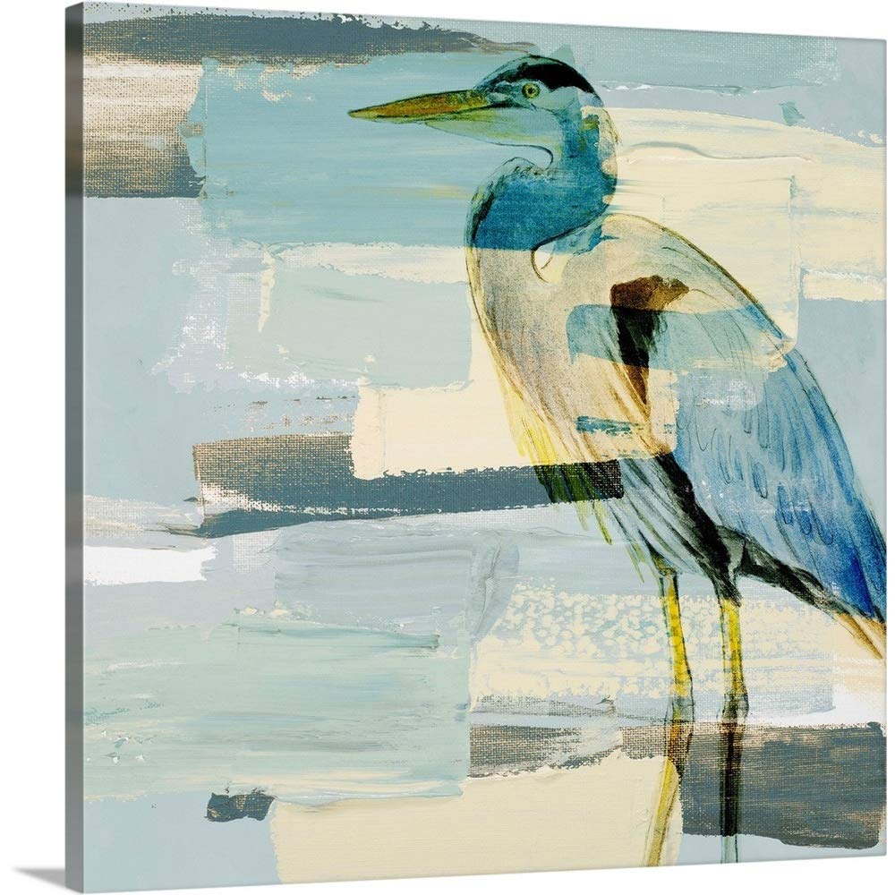 CANVAS ON DEMAND Great Blue Heron Canvas Wall Art Print by Lanie Loreth, Coastal, Home Decor, Bird, Design Artwork, 24"x24"