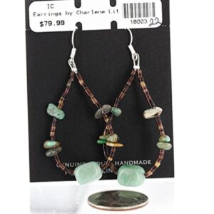 $80Tag Certified Silver Navajo Hooks Turquoise Jade Native Earrings 390762726308 Made By Loma Siiva