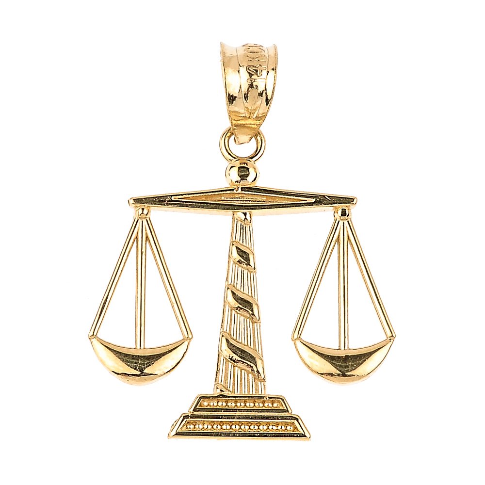 14k Yellow Gold Scales of Justice Necklace Pendant