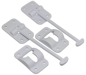 hamilton bowes 2 pack: rv t-style door holder catch 6" for latch holder camper trailer cargo hatch white