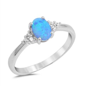 oval solitaire white cz blue simulated opal promise sterling silver ring size 4