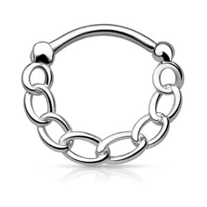 wildklass jewelry septum clicker 16g round chain septum ring (surgical steel)