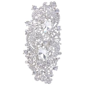 ever faith silver-tone austrian crystal 4.1 inch royal flower pattern wedding brooch pendant clear