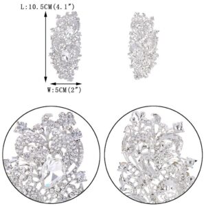 EVER FAITH Silver-Tone Austrian Crystal 4.1 Inch Royal Flower Pattern Wedding Brooch Pendant Clear