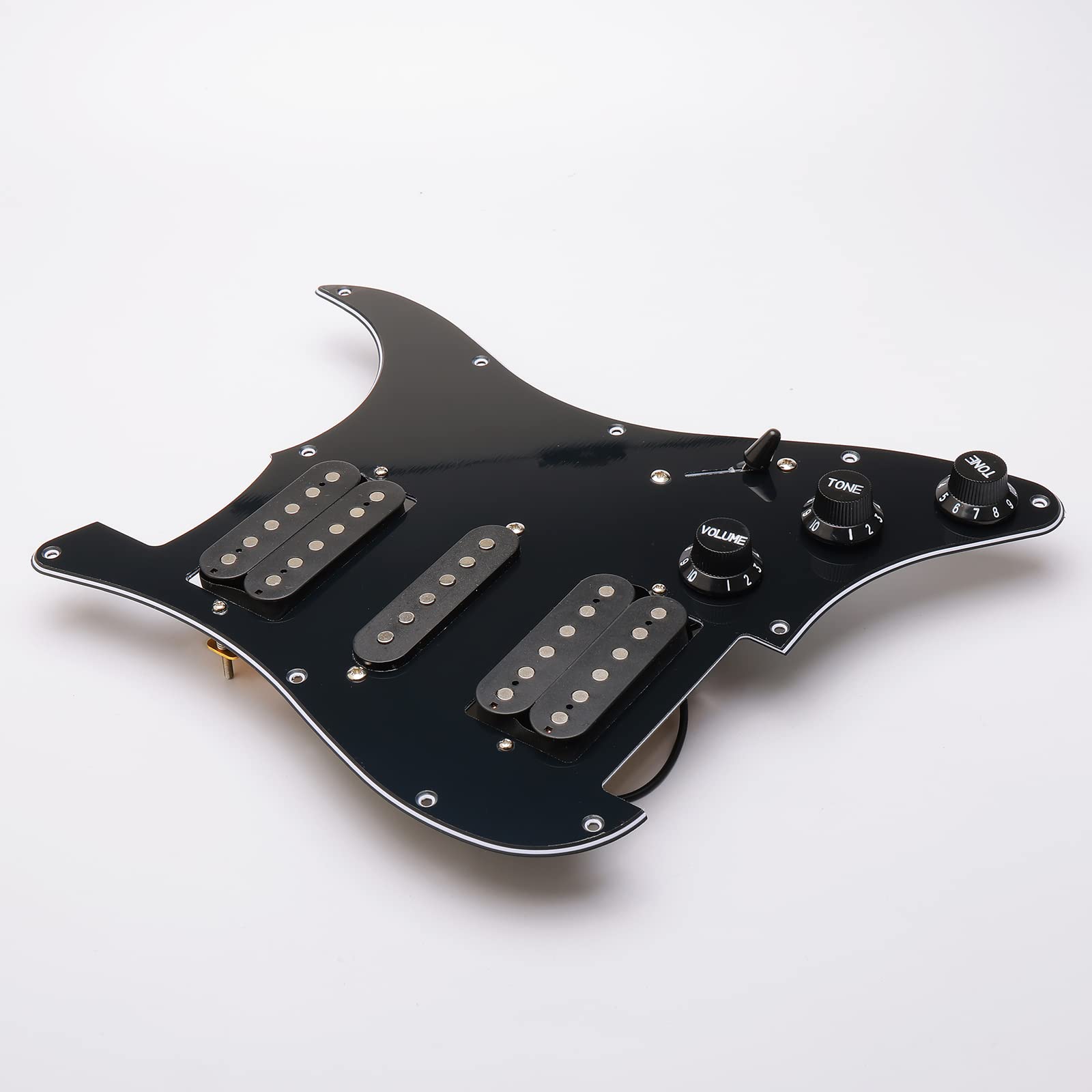 JIUWU HSH Loaded Pickguard Black Wired Plate for Fender Strat Guitar Replacement