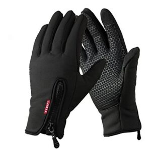 yygift touch screen gloves outdoor sports winter gloves wind-stopper for men women (updated version-black, l)