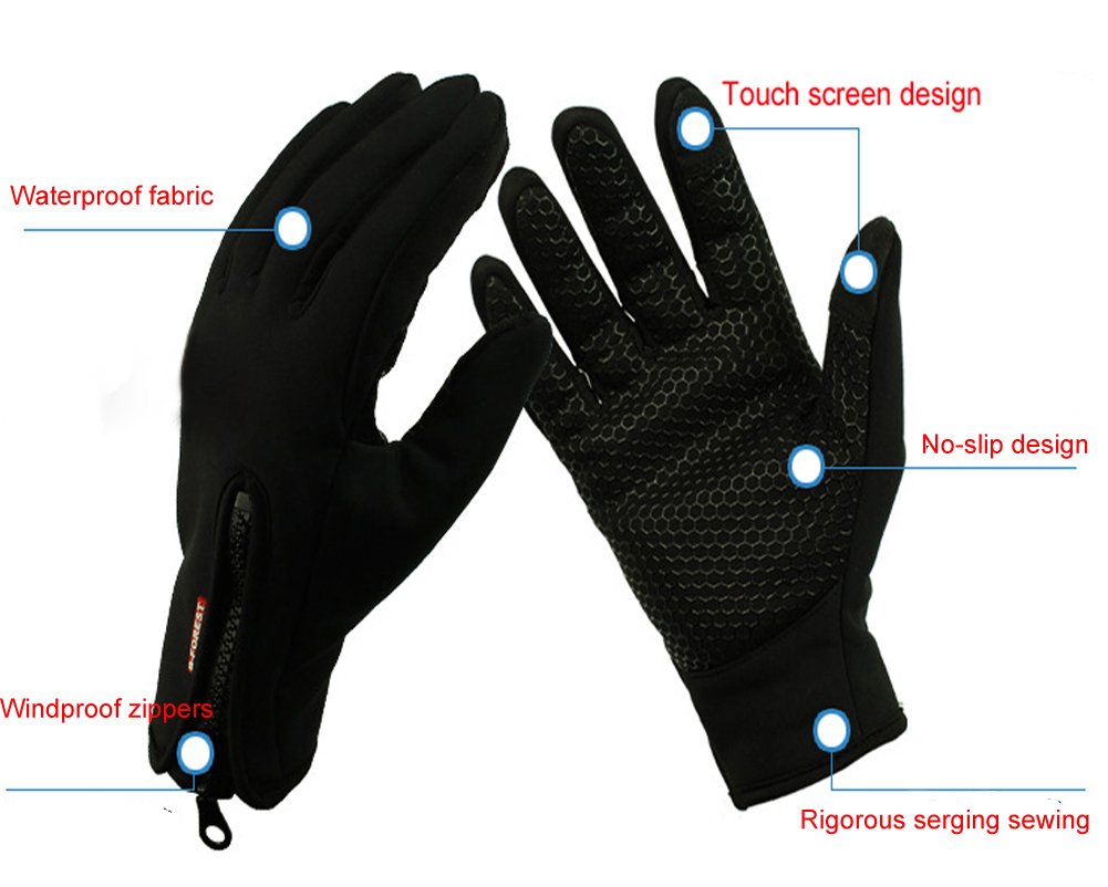 YYGIFT Touch Screen Gloves Outdoor Sports Winter Gloves Wind-Stopper for Men Women (Updated Version-Black, L)