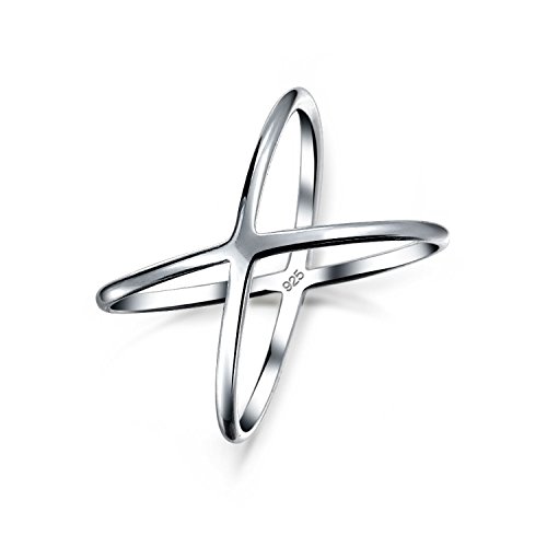 Delicate Thin Open Modern Simple Geometric Atomic X Criss Cross Ring For Teen For Women .925 Sterling Silver