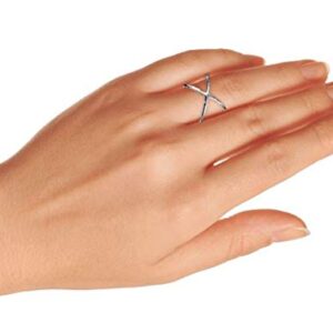 Delicate Thin Open Modern Simple Geometric Atomic X Criss Cross Ring For Teen For Women .925 Sterling Silver