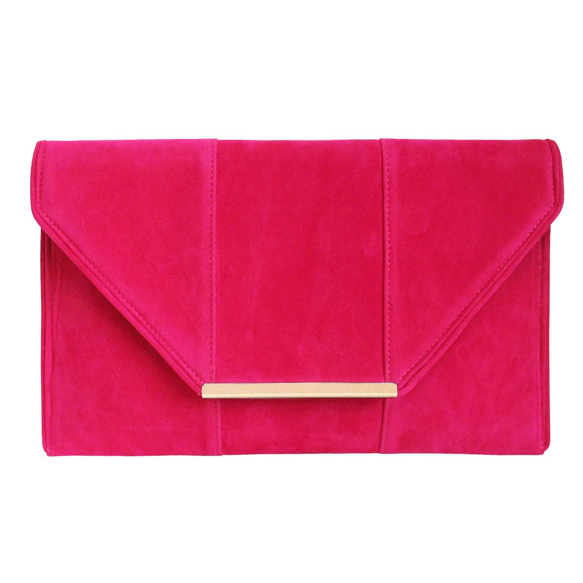 JNB Women's Faux Microsuede Envelope Clutch Fuchsia