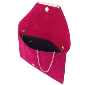 JNB Women's Faux Microsuede Envelope Clutch Fuchsia