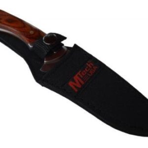 9" M-TECH TACTICAL Hunting Survival FULL TANG FIXED BLADE KNIFE Wood w/ SHEATH