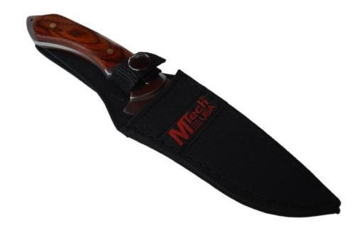 9" M-TECH TACTICAL Hunting Survival FULL TANG FIXED BLADE KNIFE Wood w/ SHEATH