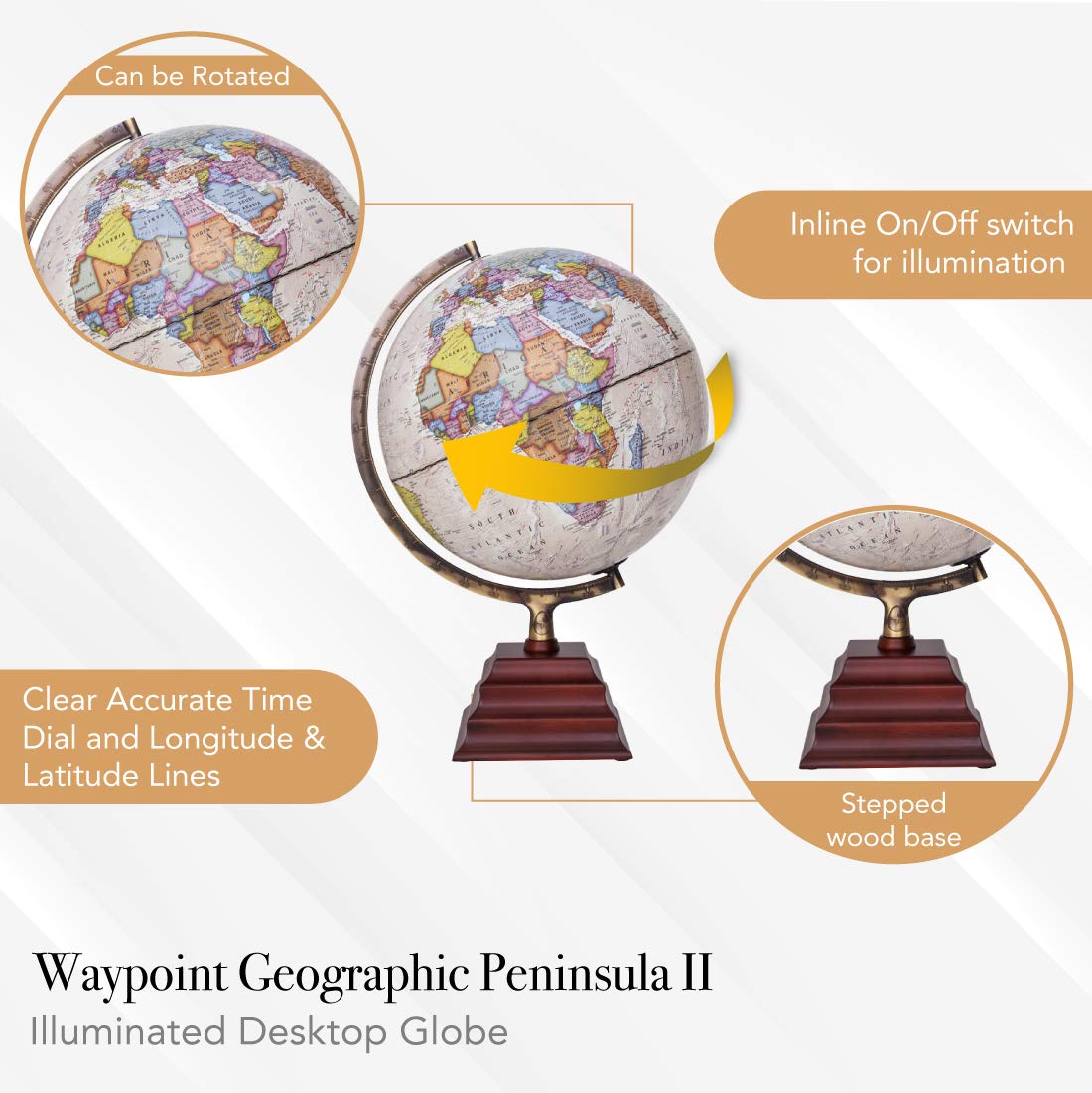 Waypoint Geographic Peninsula Illuminated Globe