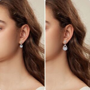 GULICX Dazzling Silver Plated Base Clear Round Cut Flawless CZ Cubic Zirconia Crystal White Drop Earrings