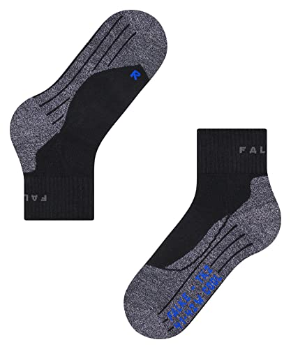 FALKE Women's TK2 Explore Cool Short Hiking Socks, Quarter, Medium Padding, Breathable Quick Dry, Cooling, Lyocell, Black (Black-Mix 3010), 9.5-10.5, 1 Pair