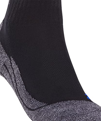 FALKE Women's TK2 Explore Cool Short Hiking Socks, Quarter, Medium Padding, Breathable Quick Dry, Cooling, Lyocell, Black (Black-Mix 3010), 9.5-10.5, 1 Pair