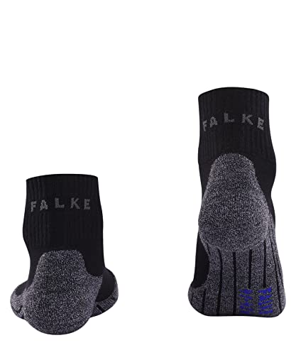 FALKE Women's TK2 Explore Cool Short Hiking Socks, Quarter, Medium Padding, Breathable Quick Dry, Cooling, Lyocell, Black (Black-Mix 3010), 9.5-10.5, 1 Pair