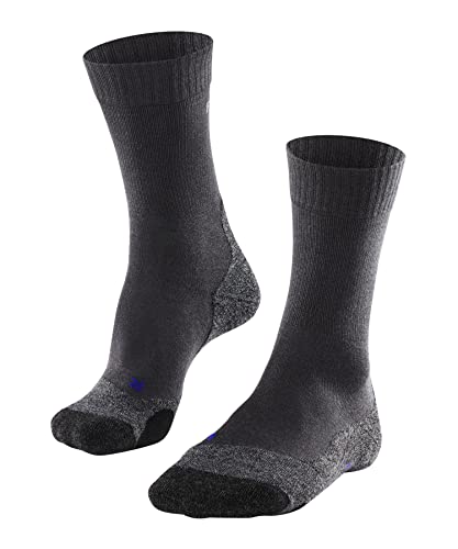 FALKE Women's TK2 Explore Cool Hiking Socks, Mid Calf, Medium Padding, Breathable Quick Dry, Cooling, Lyocell, Grey (Asphalt Melange 3180), 5-6, 1 Pair