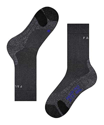 FALKE Women's TK2 Explore Cool Hiking Socks, Mid Calf, Medium Padding, Breathable Quick Dry, Cooling, Lyocell, Grey (Asphalt Melange 3180), 5-6, 1 Pair