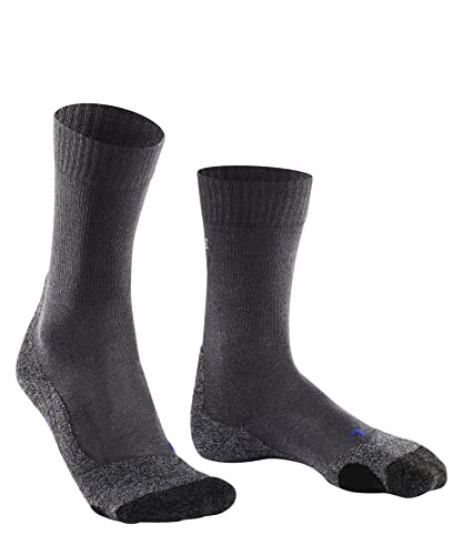 FALKE Women's TK2 Explore Cool Hiking Socks, Mid Calf, Medium Padding, Breathable Quick Dry, Cooling, Lyocell, Grey (Asphalt Melange 3180), 5-6, 1 Pair